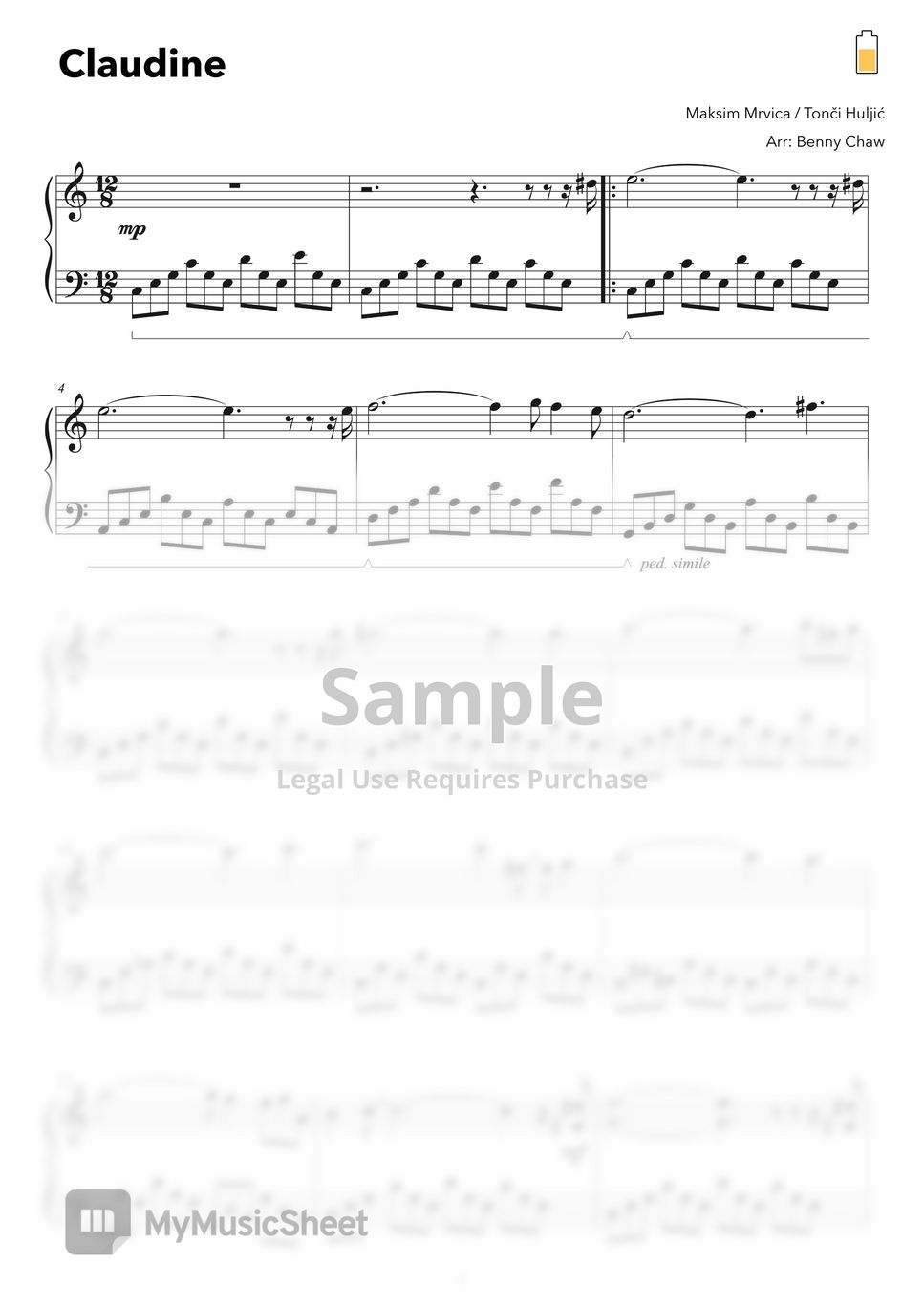 Maksim Mrvica - Claudine Sheet Music by Benny Chaw
