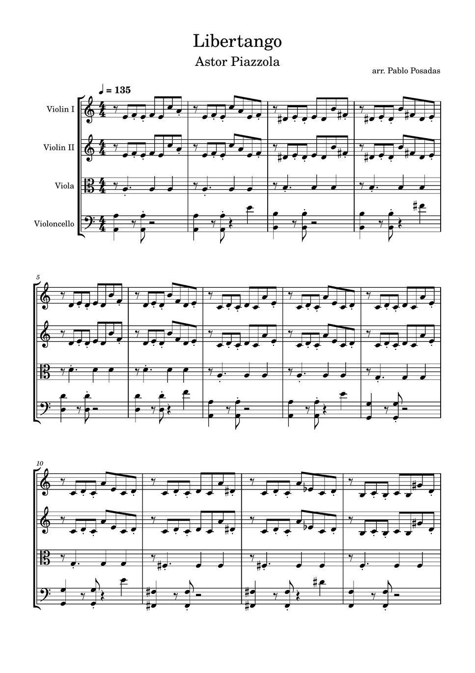 Astor Piazzola - Libertango (string quartet) Sheet by Thec P