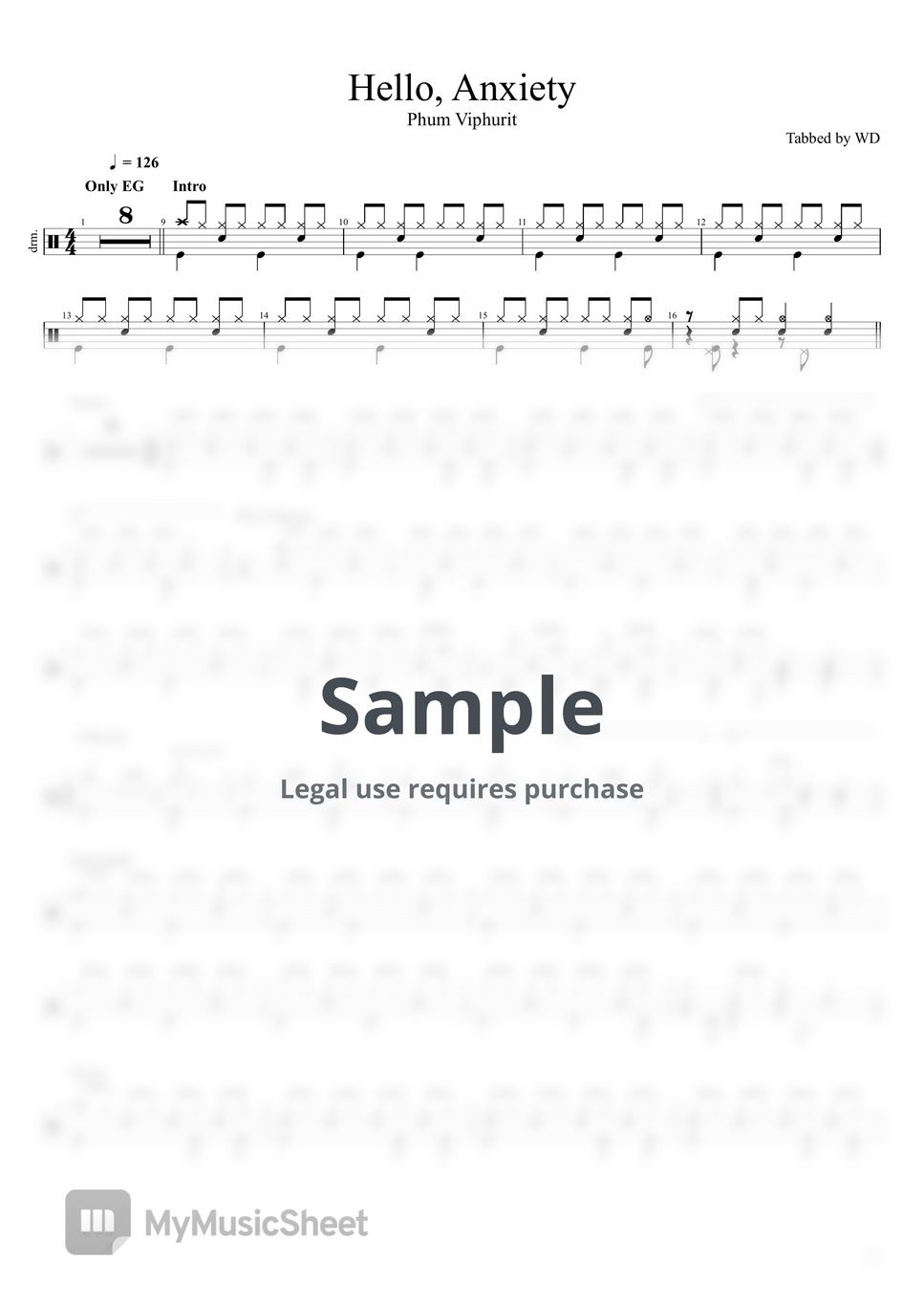 Phum Viphurit - Hello, Anxiety 악보 by 劉宗瑋 WD