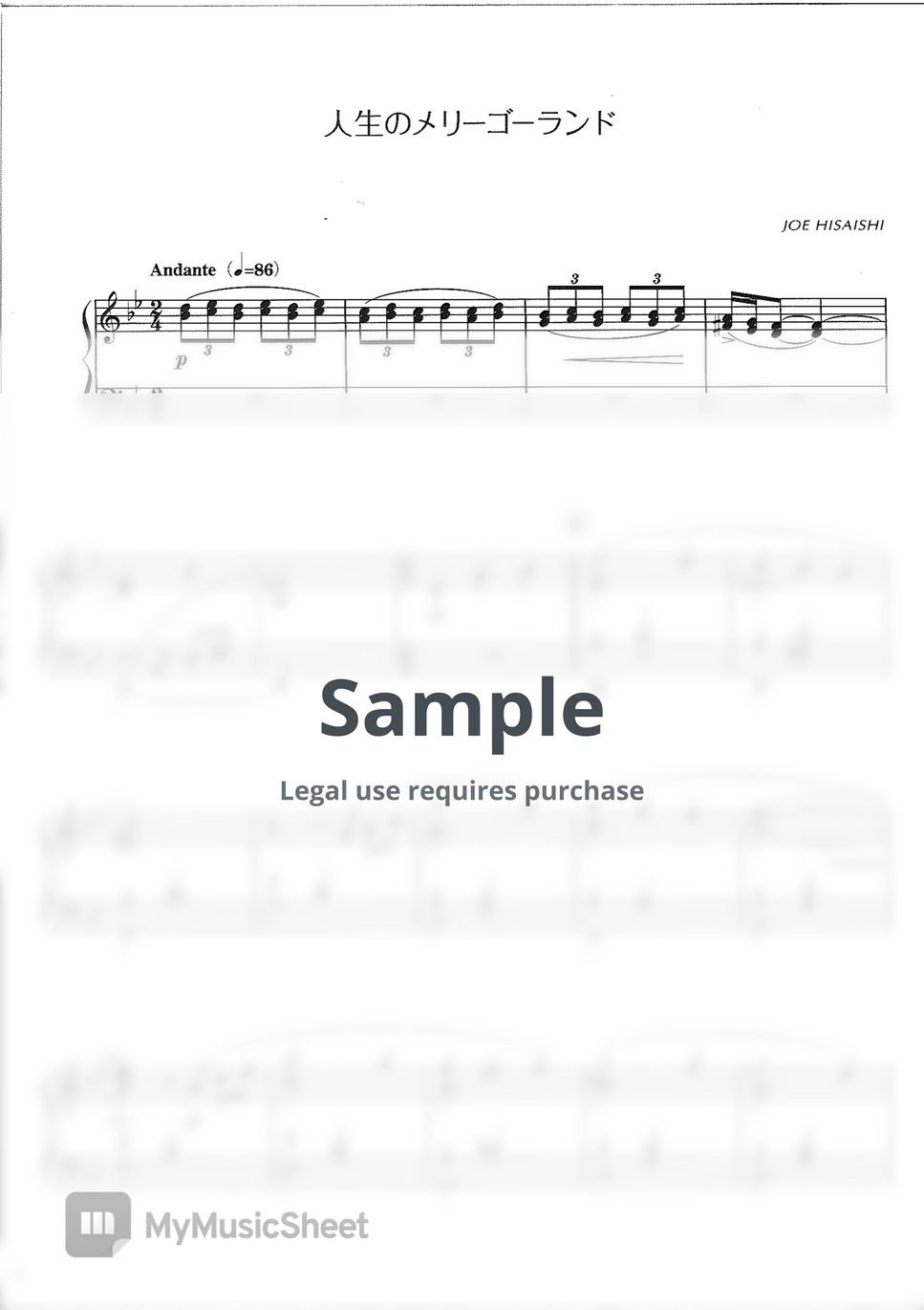 Joe Hisaishi - The Merry-Go-Round of Life Sheet Music by Me