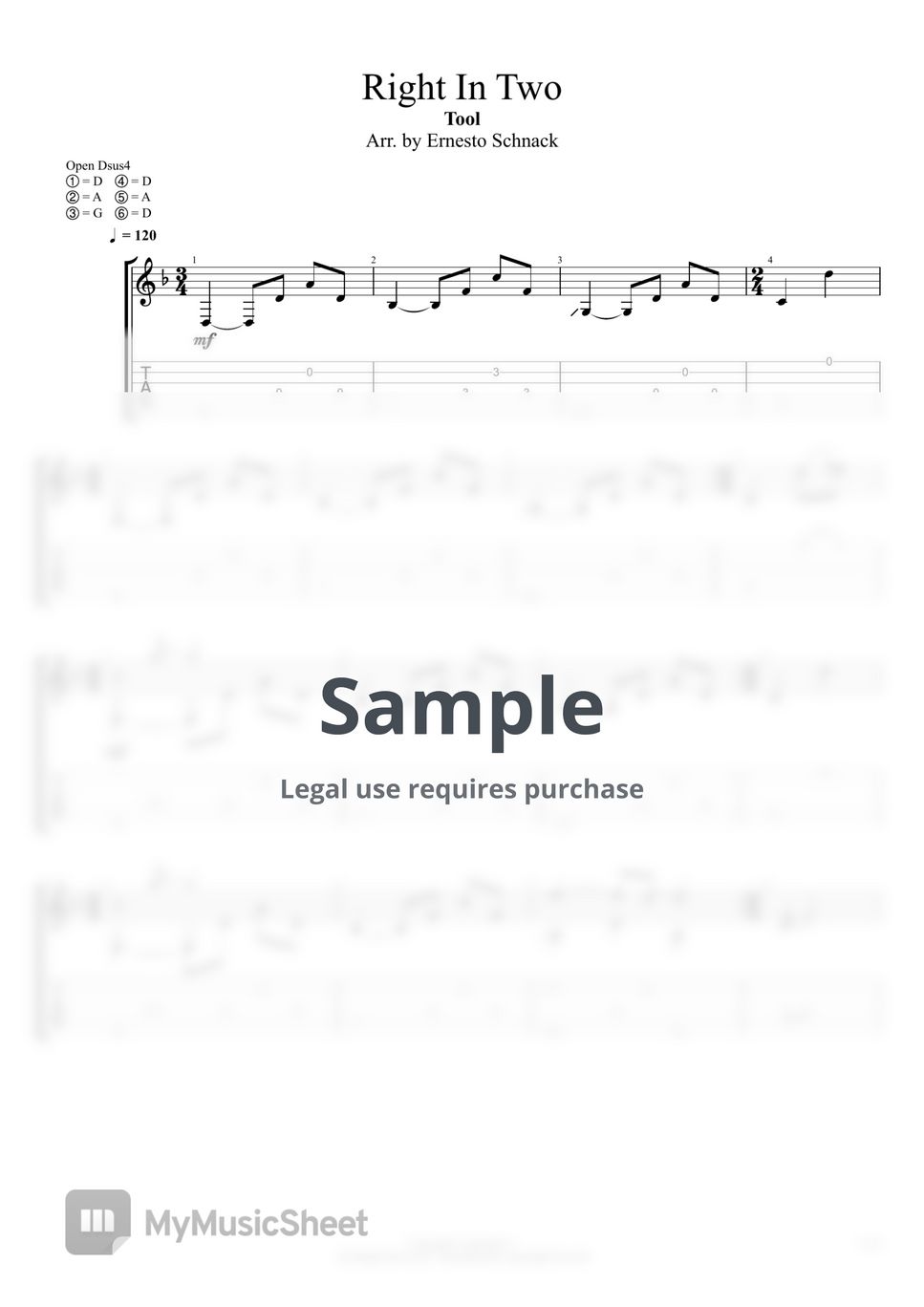 Tool - Right In Two Tab + 단선 악보 by eschnack