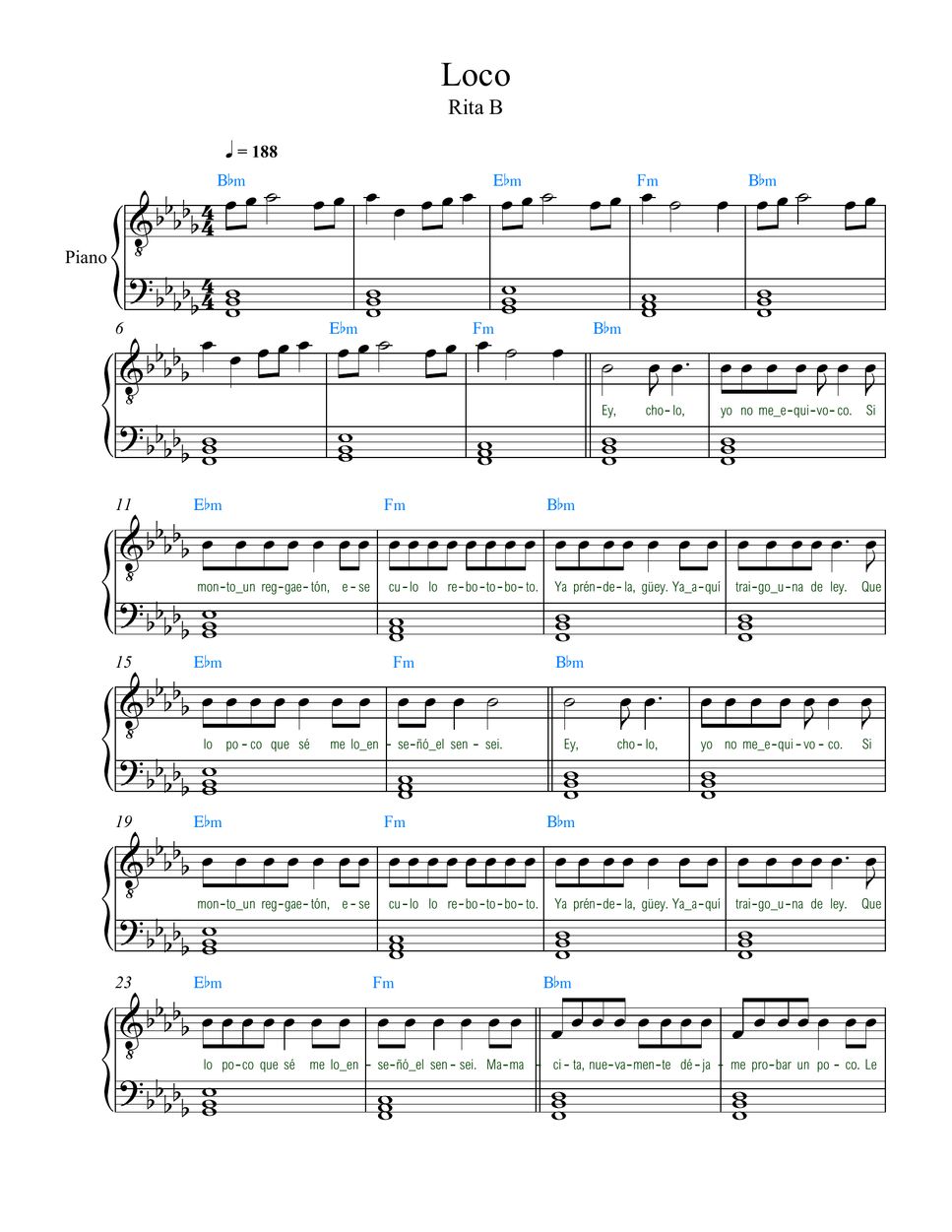 Neton Vega - Loco (Lyrics, chords) Sheets by Rita B