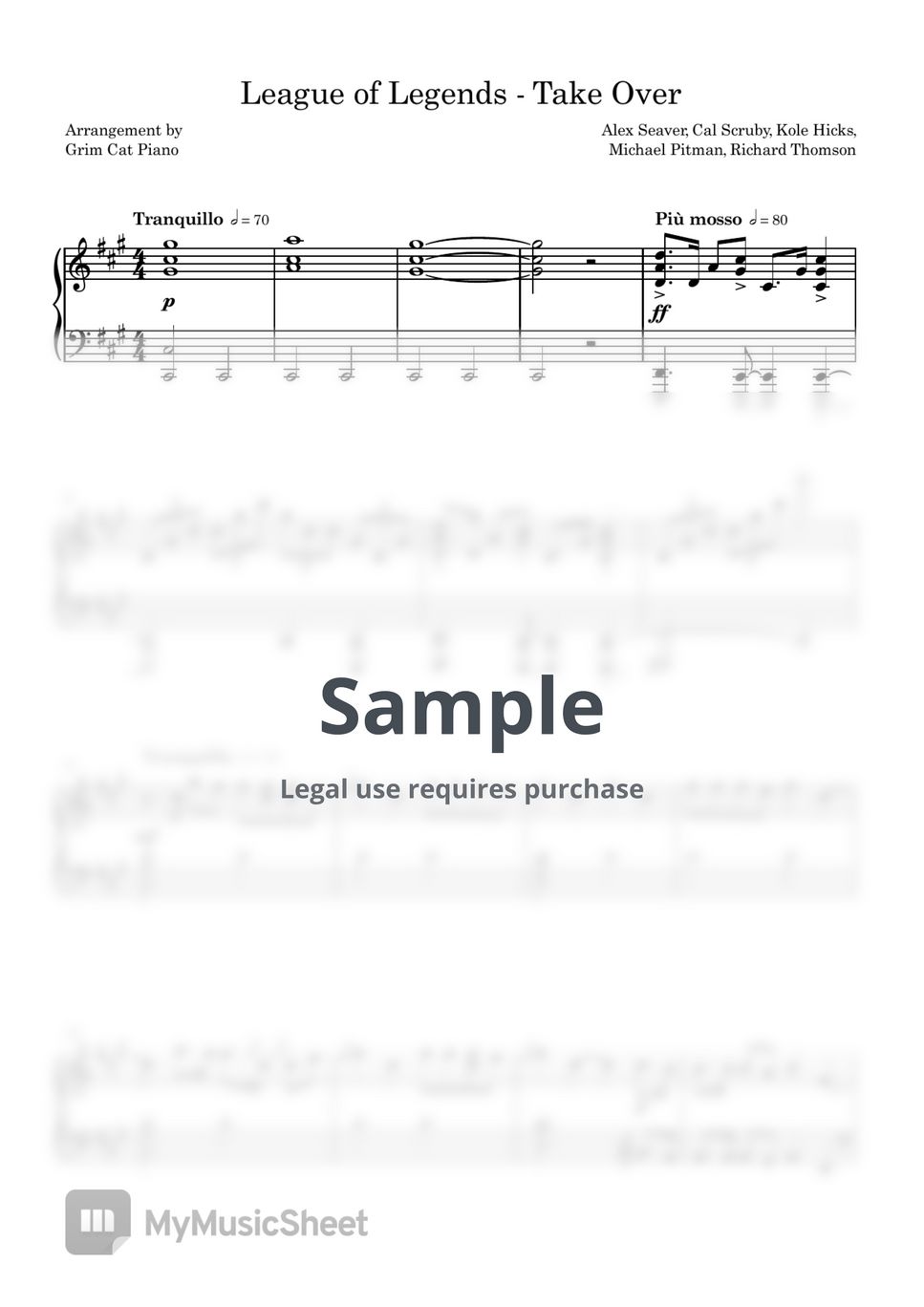 League of Legends - Take Over Sheet Music by Grim Cat Piano