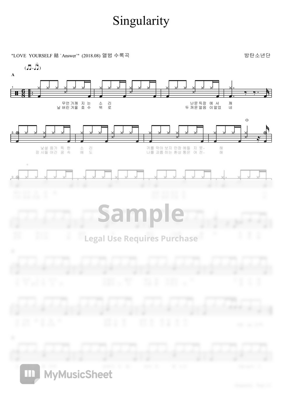 BTS - Singularity Sheet Music by COPYDRUM