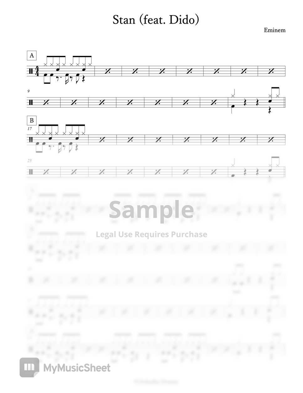 Eminem - Stan (feat. Dido) 楽譜 by Arkadia Drums