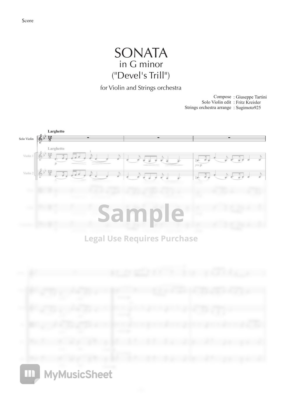 Giuseppe Tartini - Violin Sonata in G minor ''Devil's Trill Sonata'' 악보 ...