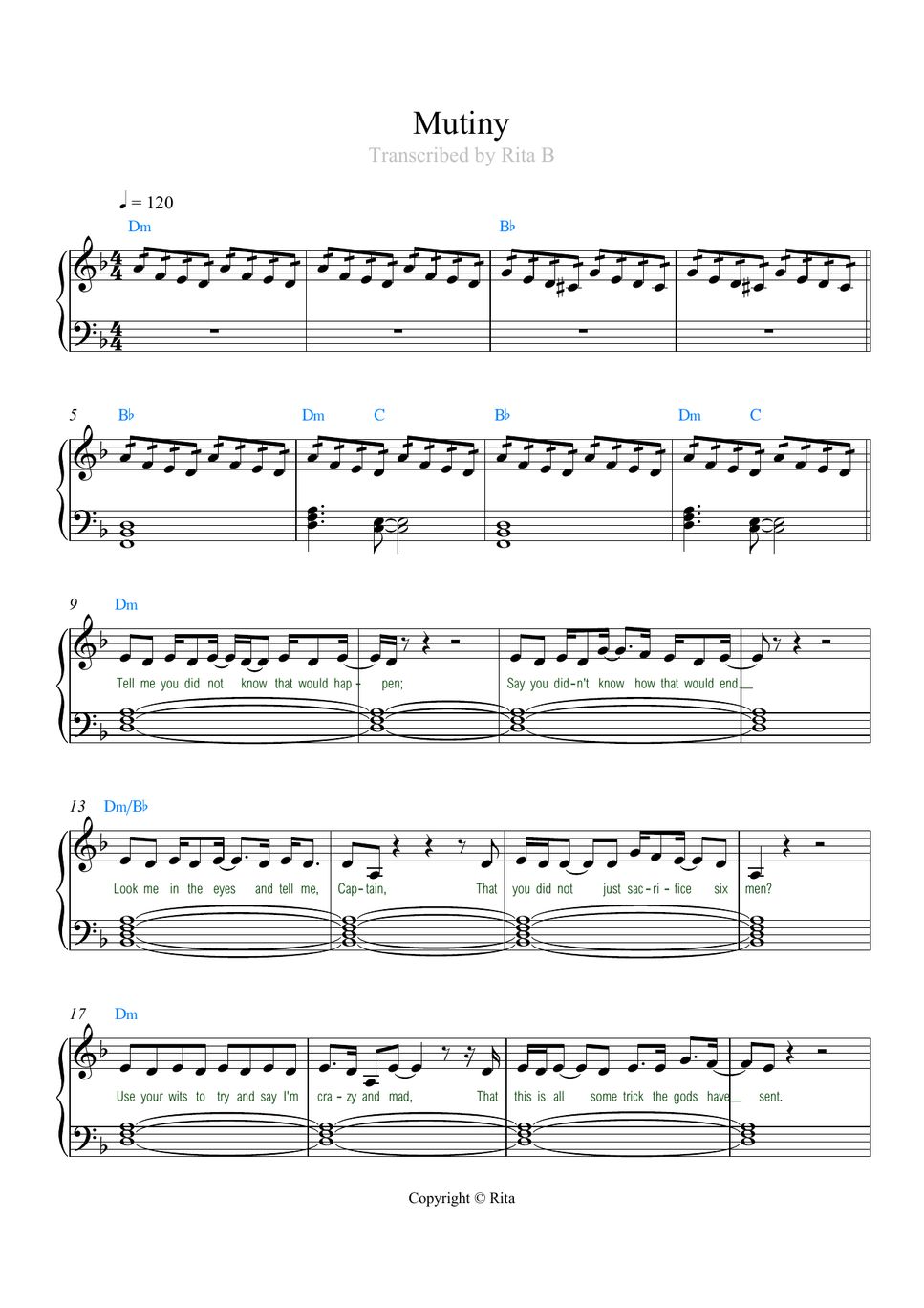 Jorge Rivera-Herrans - Mutiny from Epic: The Musical (Lyrics/chords ...