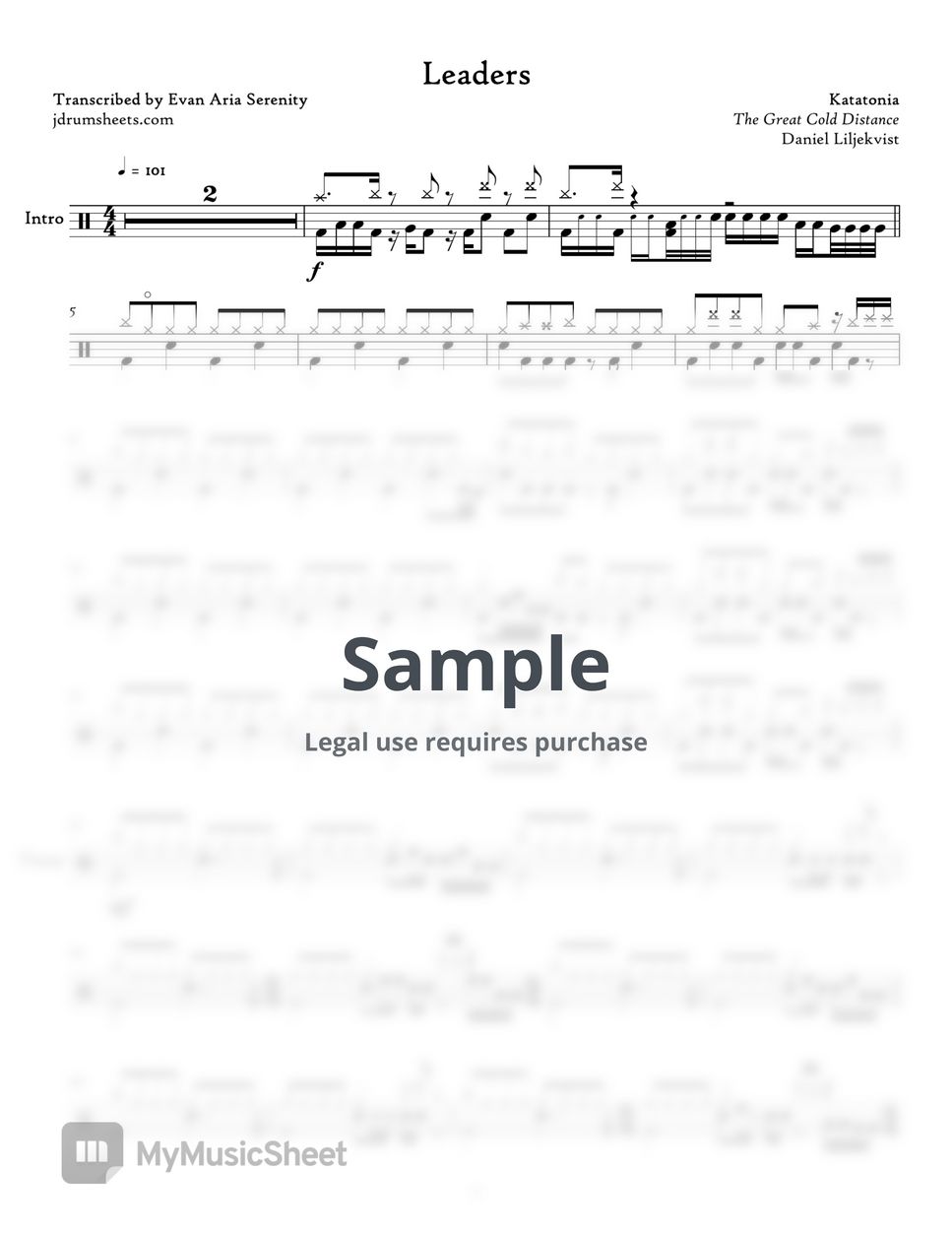Katatonia - Leaders Sheets by Jaslow Drum Sheets