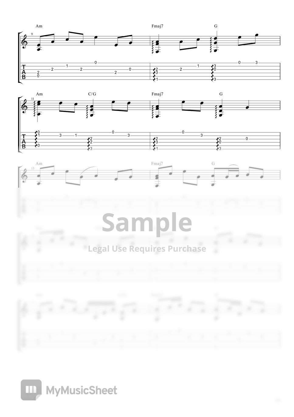 쉬운기타타브악보 시대를 초월한 마음 이누야샤 Ost 악보 By Daniel K