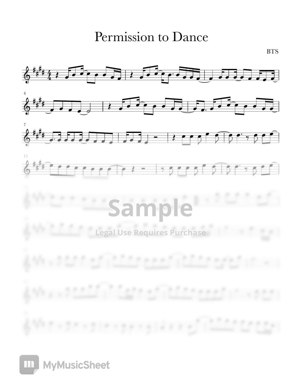 BTS방탄소년단 - Permission to Dance Sheets by Eunmi Kim