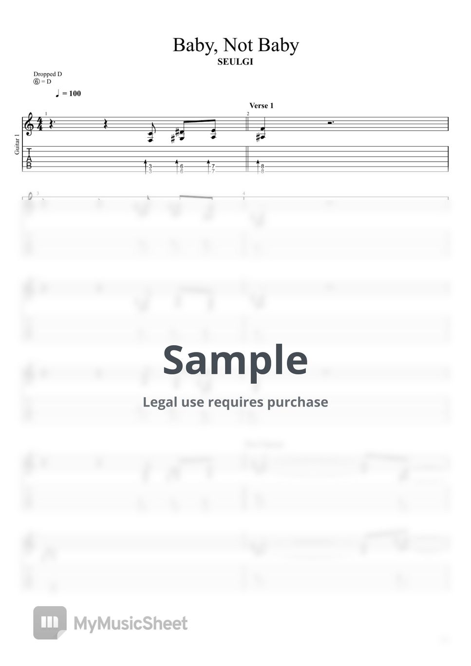 SEULGI - Baby, Not Baby 타브+단선 악보 by Rob Ethereal