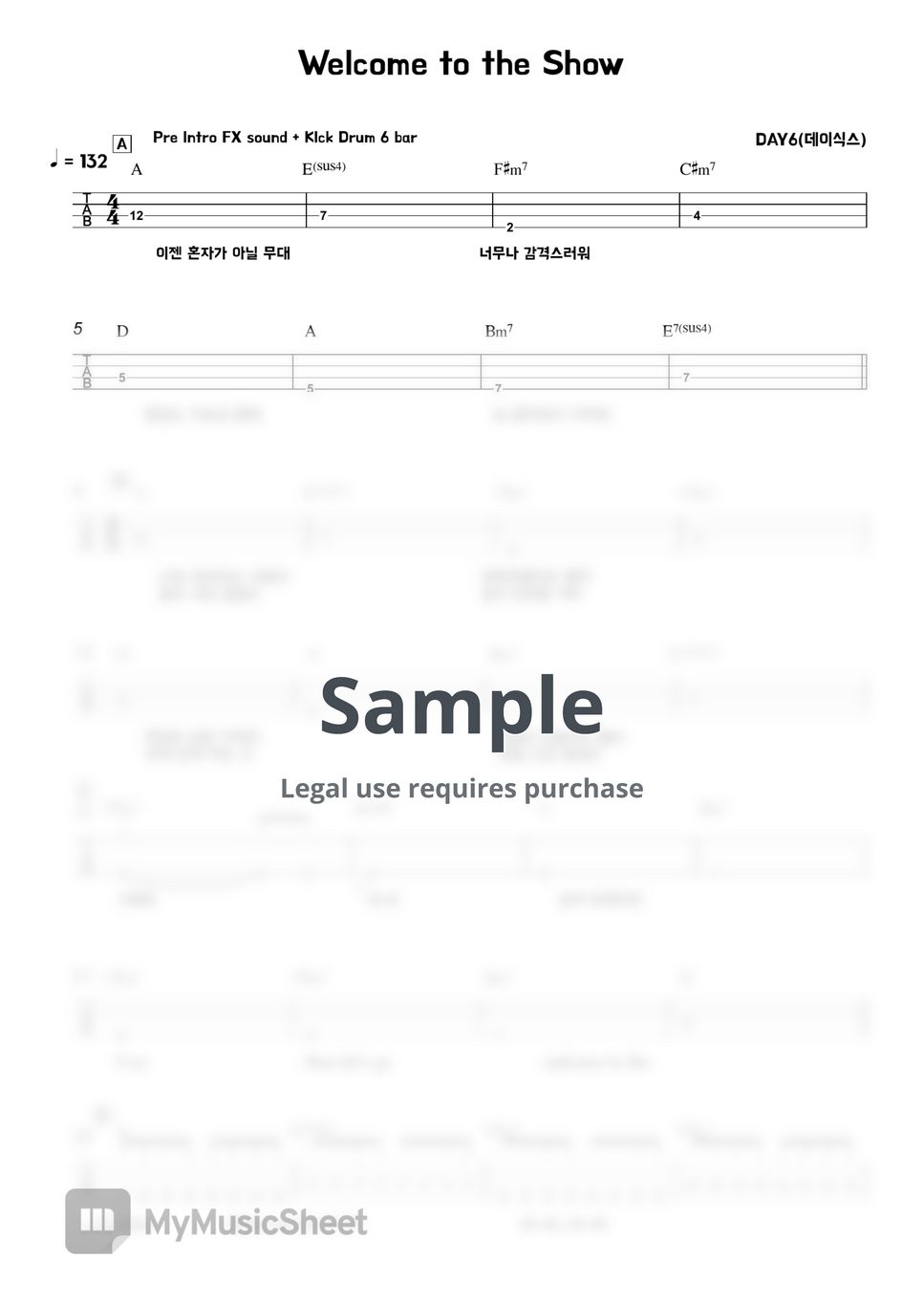 DAY6(데이식스) - Welcome to the Show Sheet Music by 김미(Kimme)