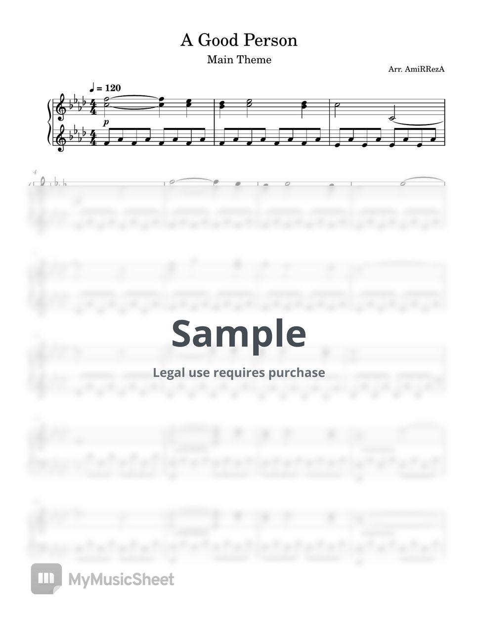 Bryce Dessner - Main Theme (A Good Person) Sheets by AmiRRezA