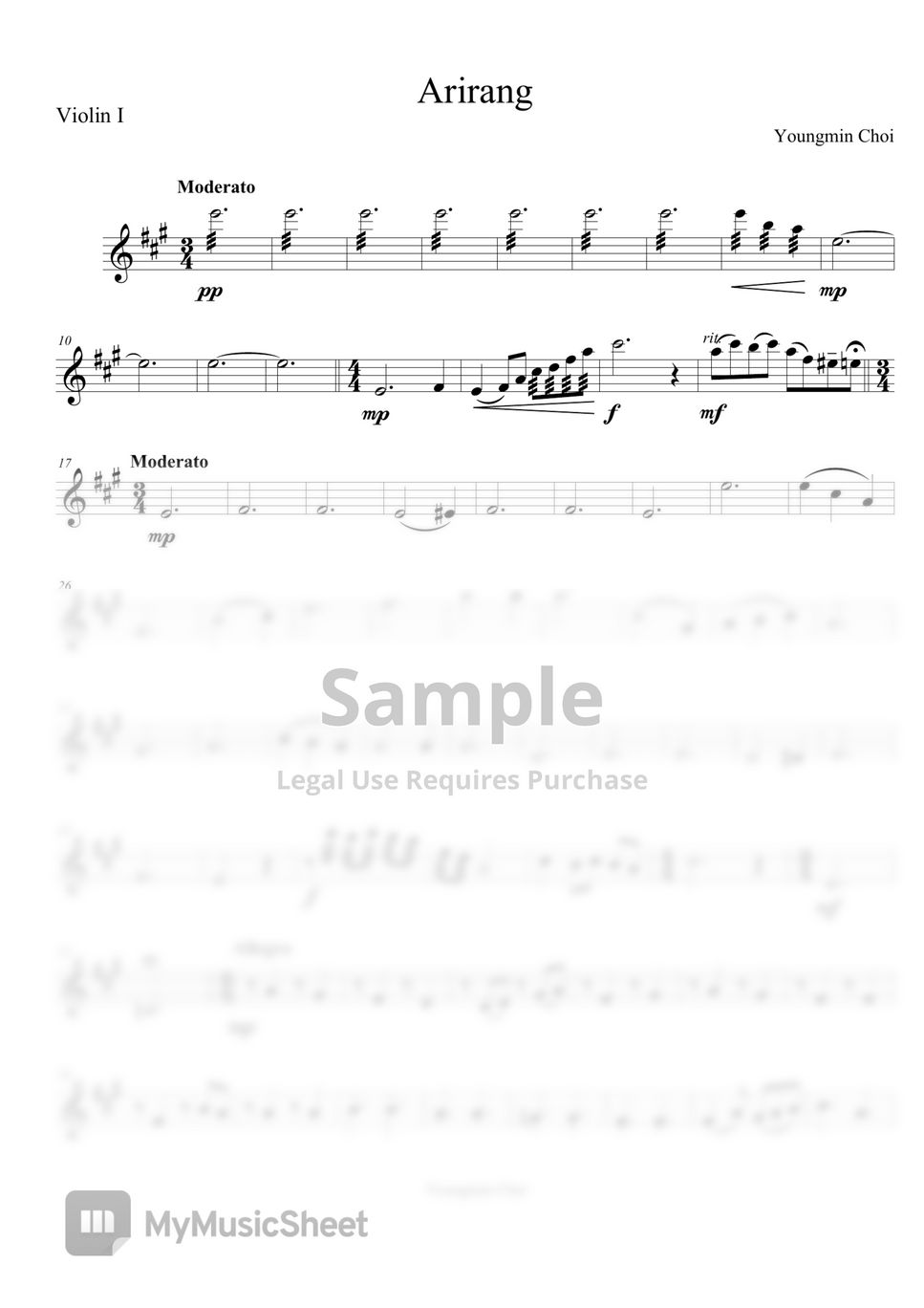 Youngmin Choi - Arirang for Violin and Orchestra (바이올린/오케스트라) Sheets by ...