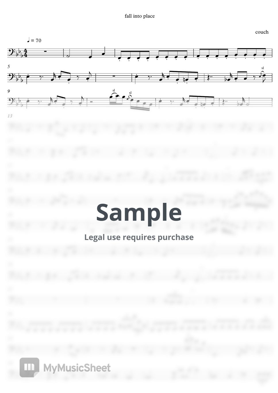 couch - fall into place Sheet Music by bassc