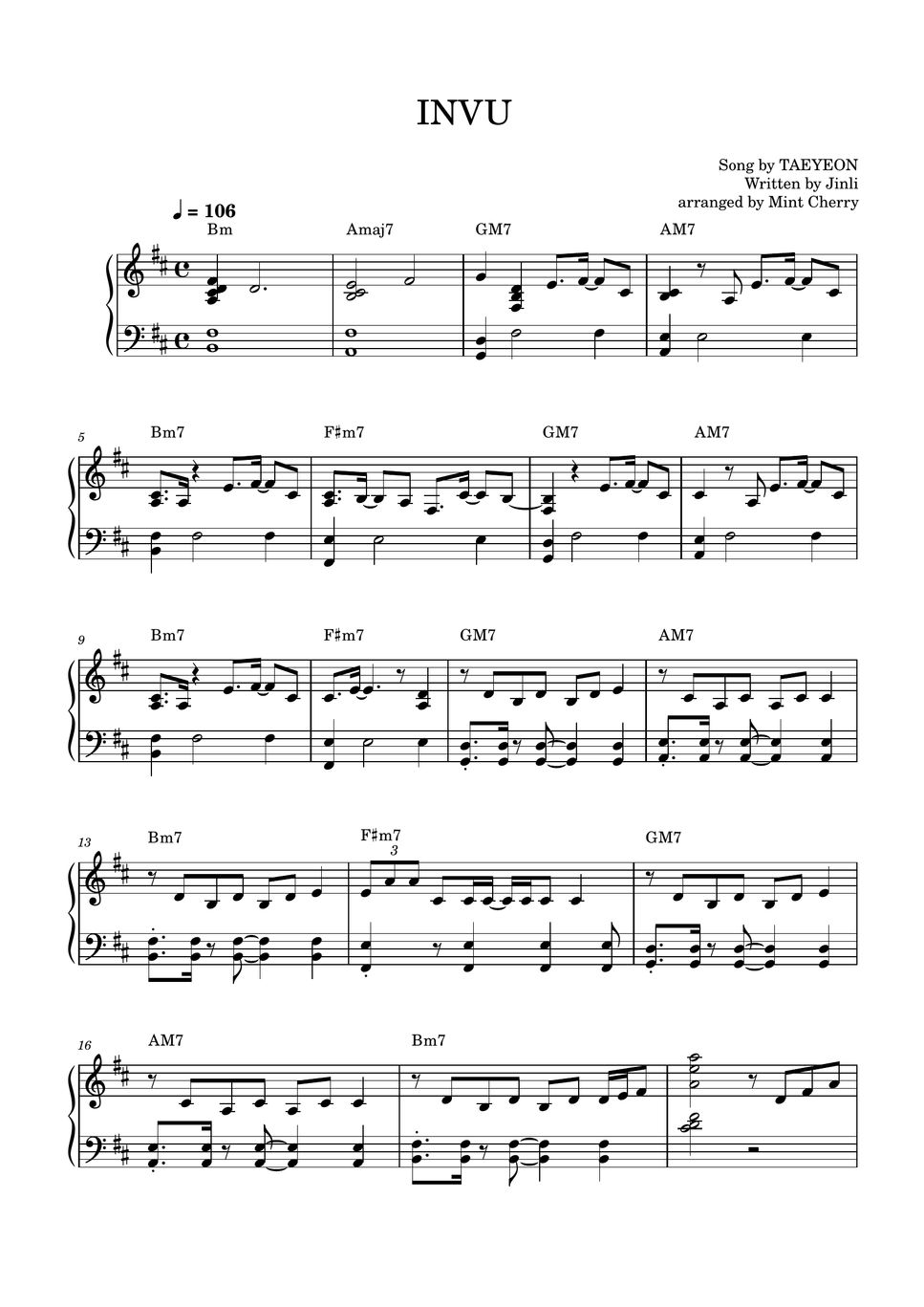 TAEYEON(태연) - INVU 曲谱 by Mint Cherry