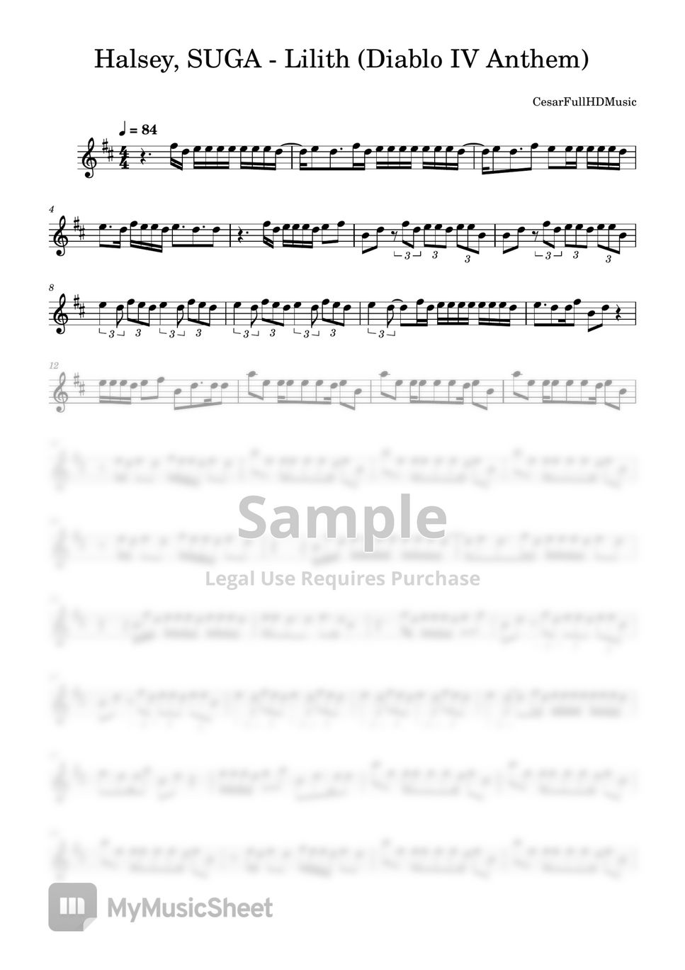 Halsey, SUGA - Lilith (Diablo IV Anthem) Sheets