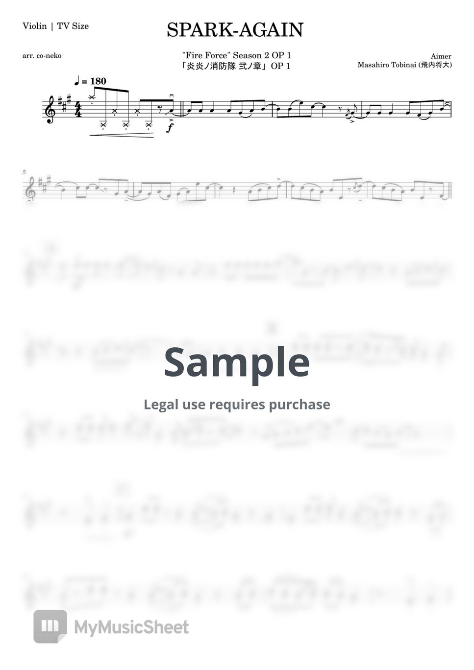 Aimer - SPARK-AGAIN | "Fire Force" Season 2 OP 1 Sheets by co-neko