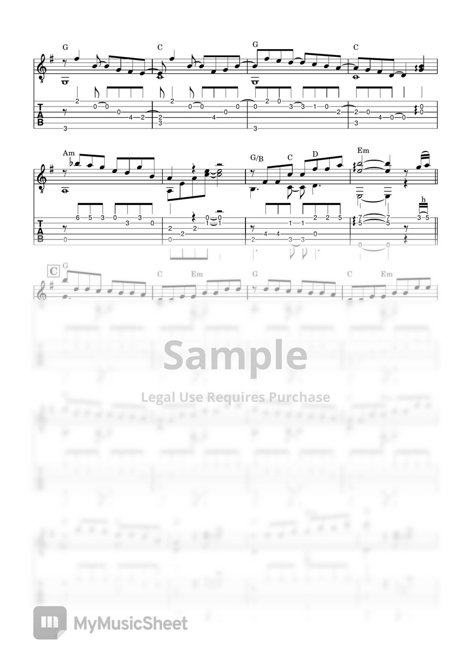 Carter Burwell - Bella's Lullaby (Fingerstyle) Tab + 단선 악보 by Yuta Ueno