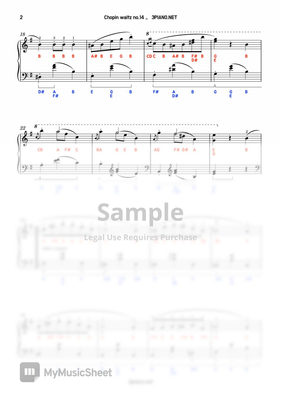 F.Chopin - Waltz No.14 , B.56 (note sheet) Sheet Music by 3분피아노