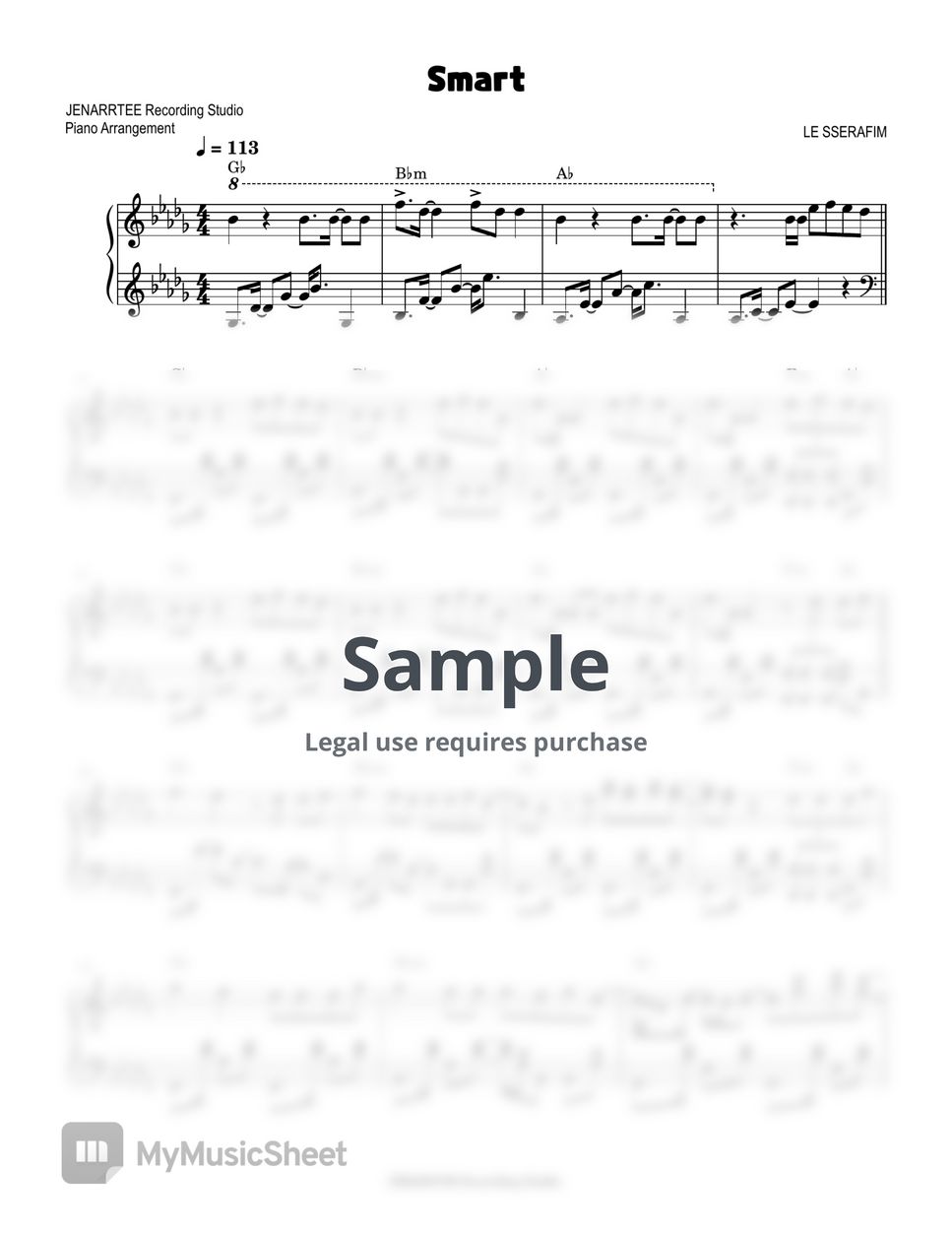 LE SSERAFIM - Smart 악보 by JENARRTEE Recording Studio