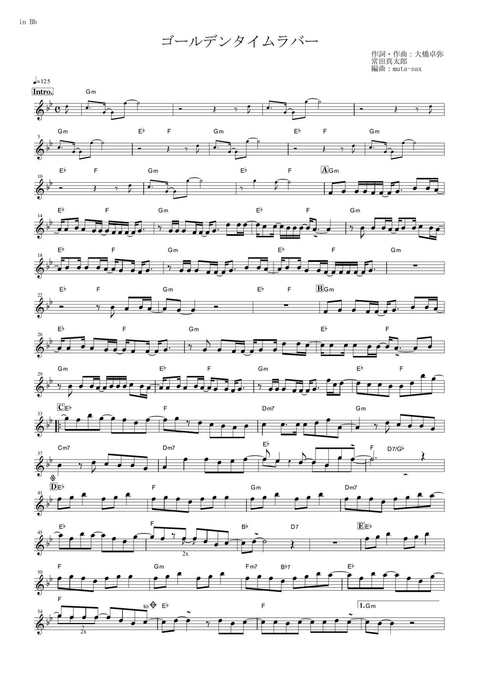 Fullmetal Alchemist: Brotherhood - Golden Time Lover (in Bb) Lembar ...