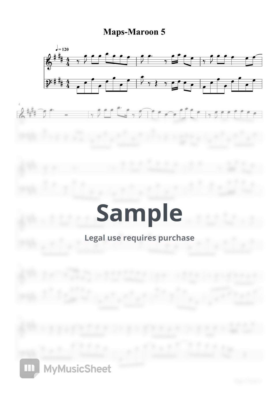 Maroon 5 - Maps (Maroon 5新歌) Sheet Music by Yilun