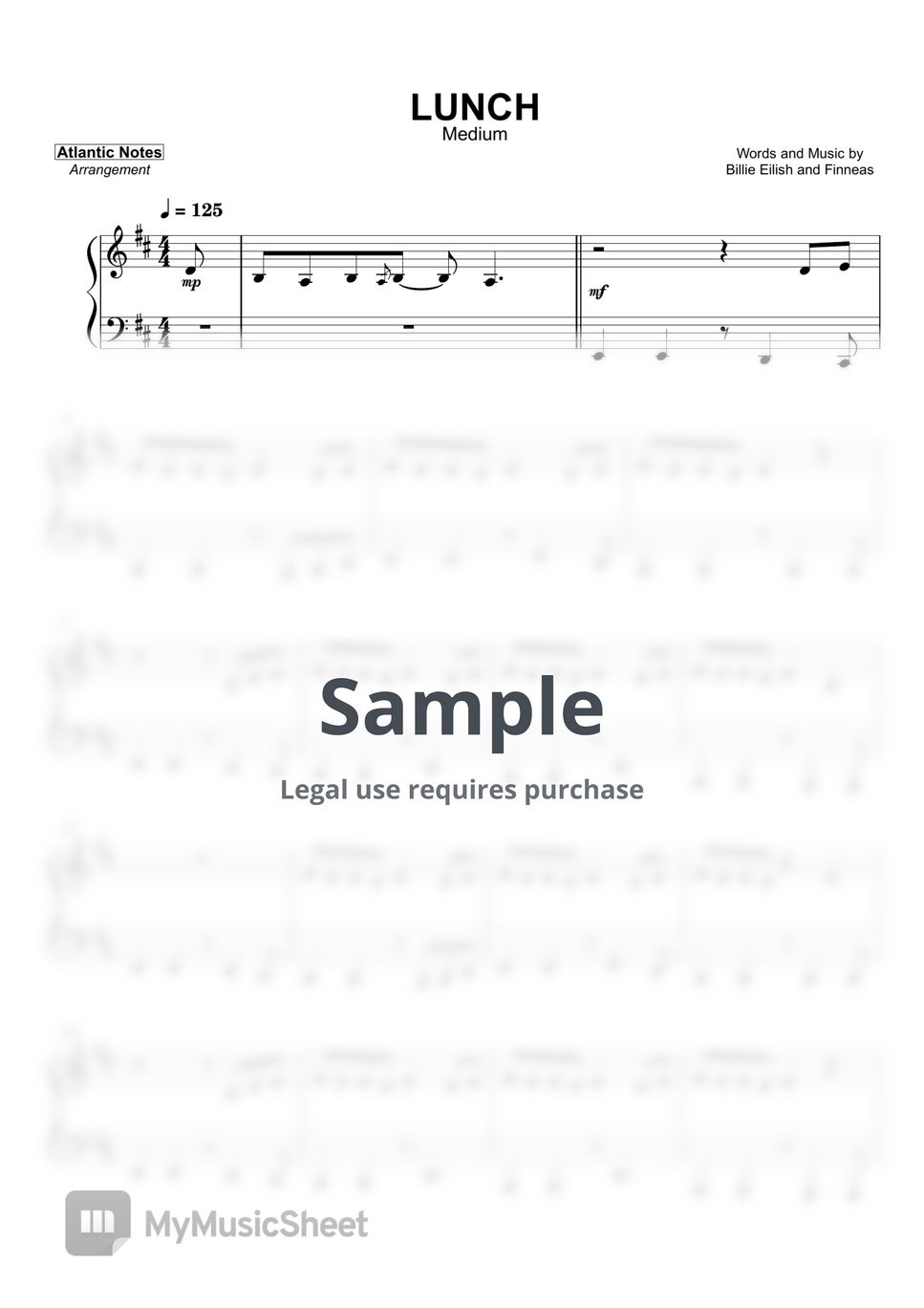 Billie Eilish - Lunch Sheets by Atlantic Notes