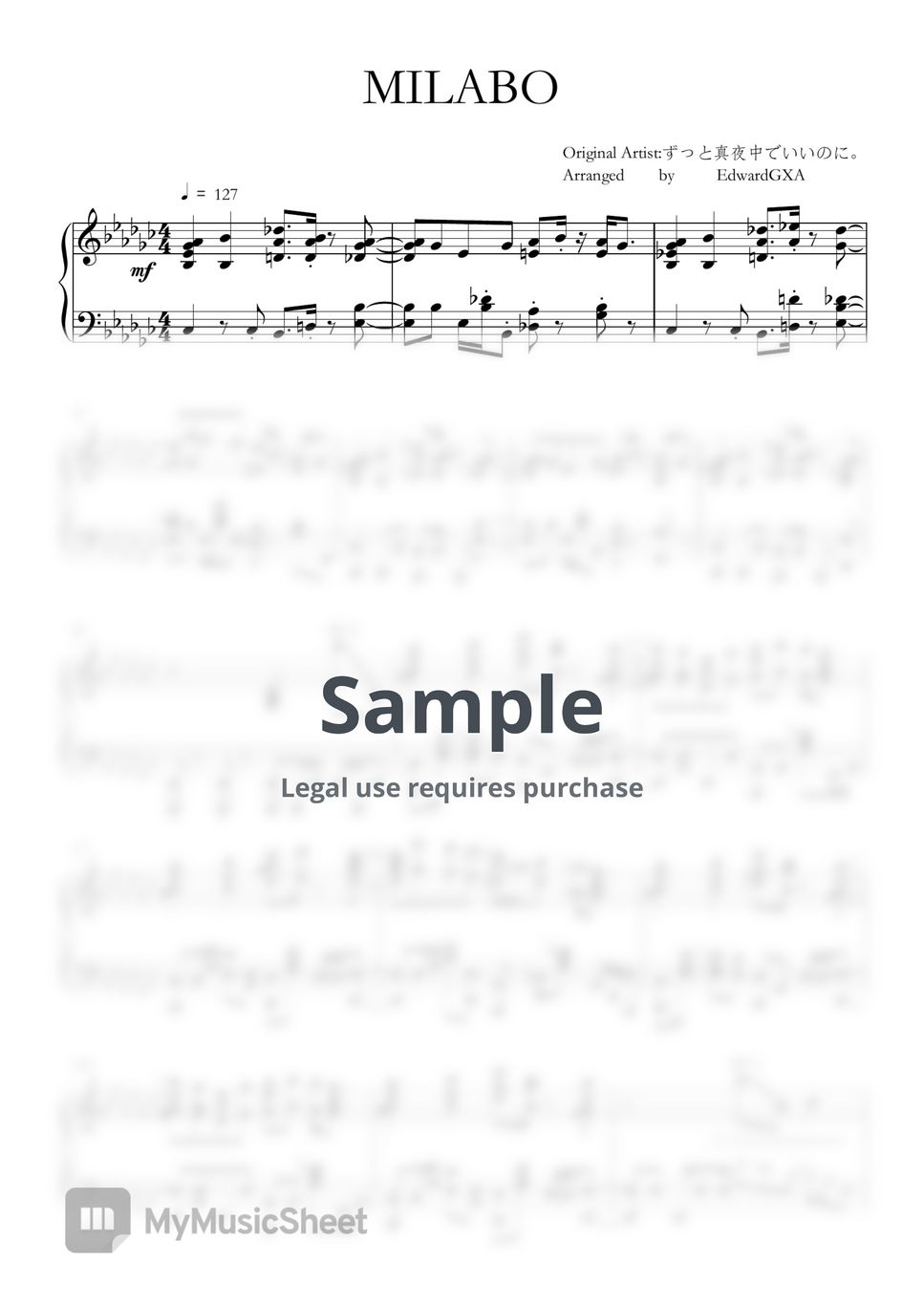 ずっと真夜中でいいのに。 - MILABO 악보 by EdwardGXA
