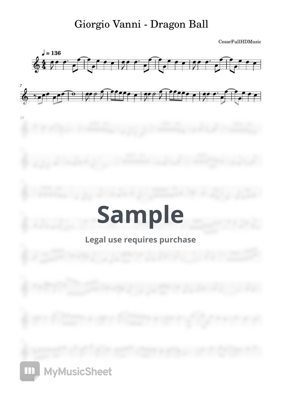 Giorgio Vanni - Dragon Ball Sheet Music