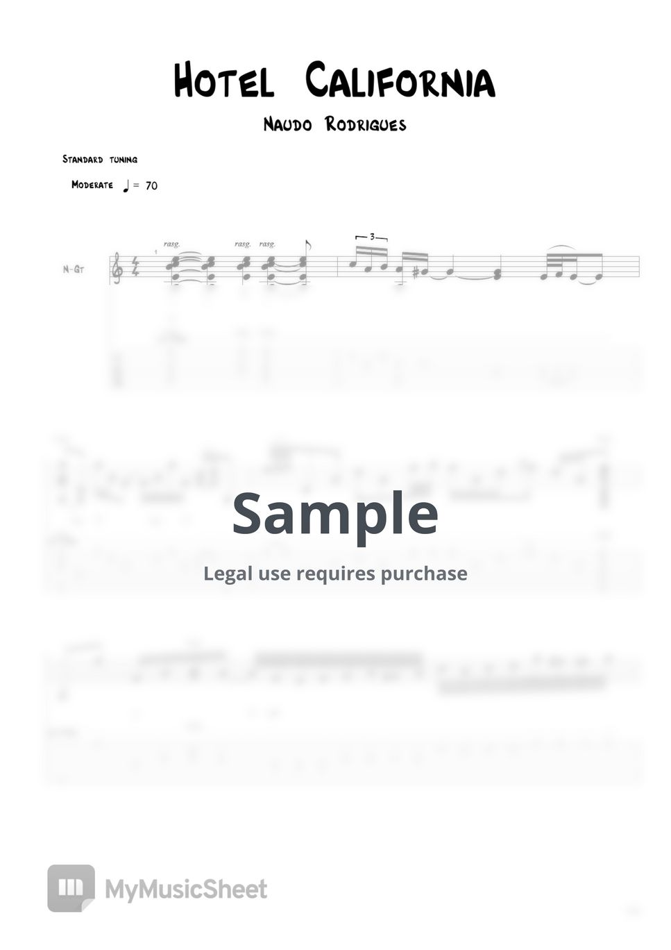 Eagles(Arr.Naudo Rodrigues) - Hotel California TAB+1 บรร. by Agape Guitar