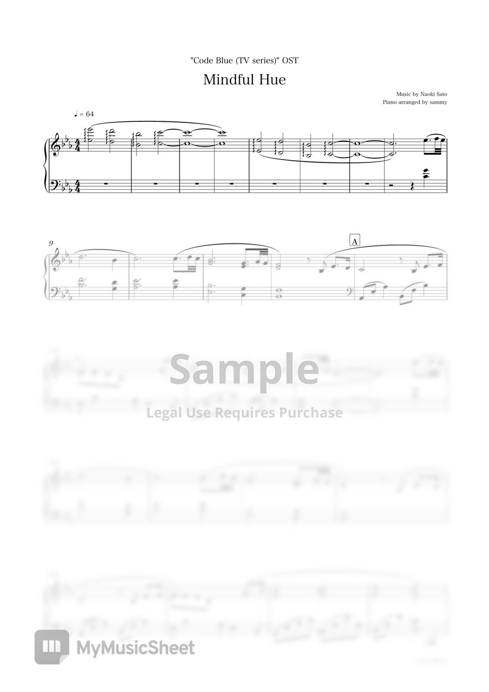 Code Blue (TV series) - Mindful Hue Sheet Music by sammy