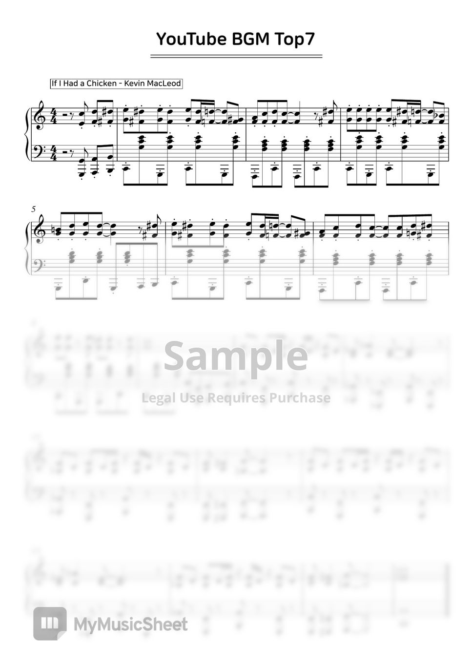 YouTube - YouTube Piano BGM TOP7 楽譜 by SweetPiano