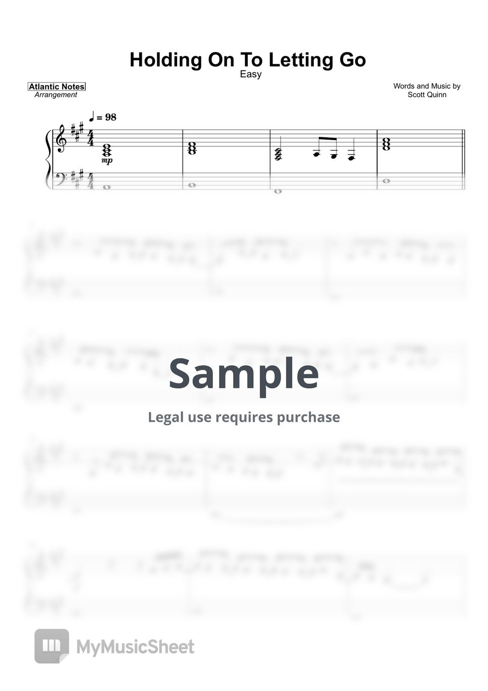 Scott Quinn - Holding On To Letting Go Sheets by Atlantic Notes