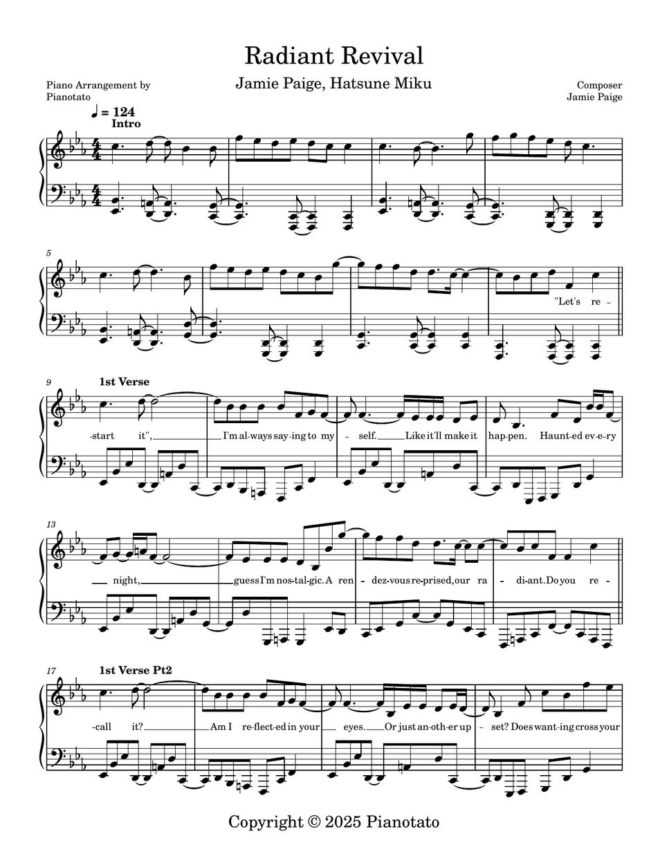 Jamie Paige, Hatsune Miku - Radiant Revival Sheet Music by Pianotato