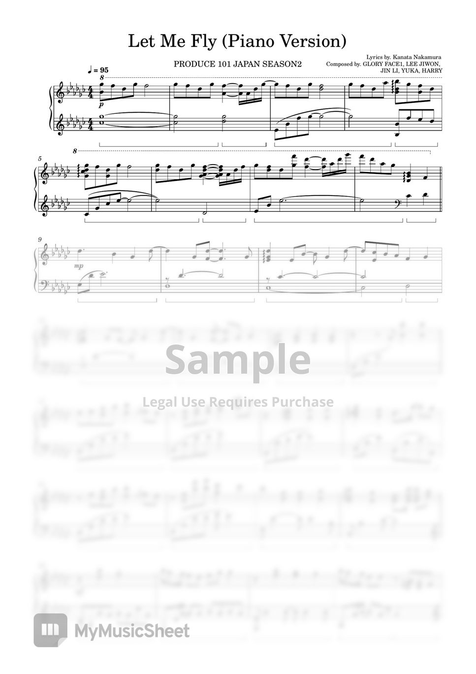 PRODUCE 101 JAPAN SEASON2 - Let Me Fly (Piano Version) Sheet Music by ...