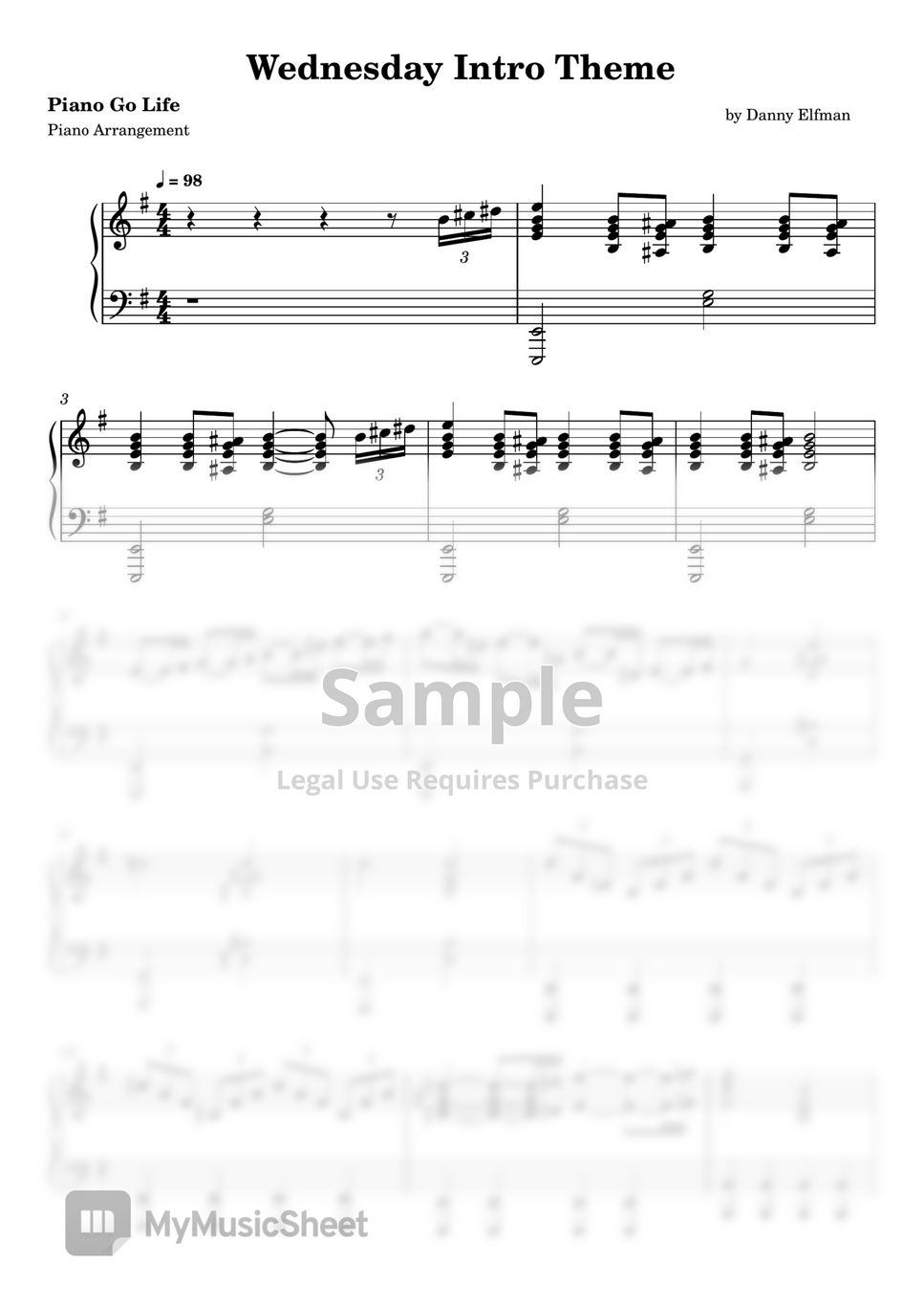 Danny Elfman - Wednesday Main Titles Sheets by Piano Go Life