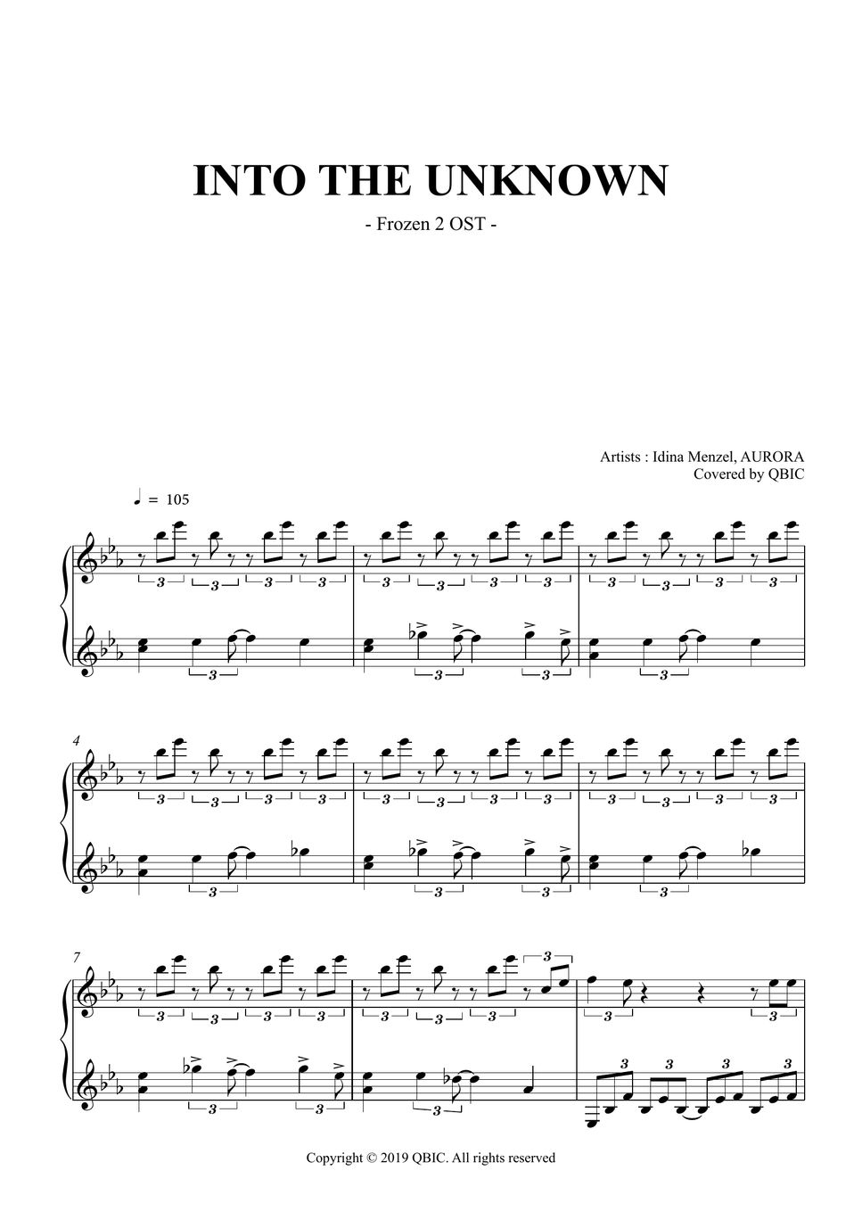 Frozen 2 OST - Into the unknown Sheets by QBIC