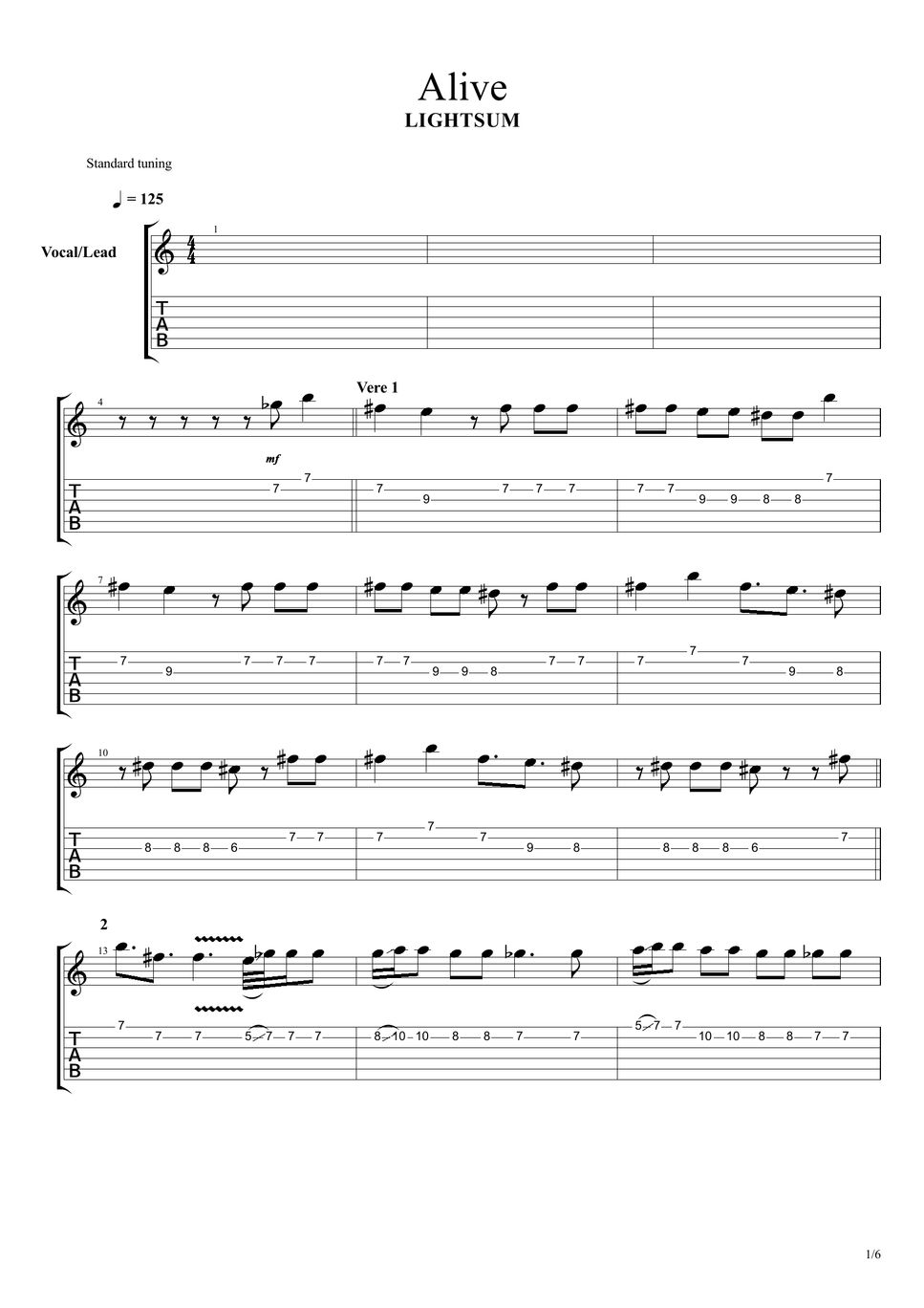 LIGHTSUM - ALIVE TAB by Rob Ethereal