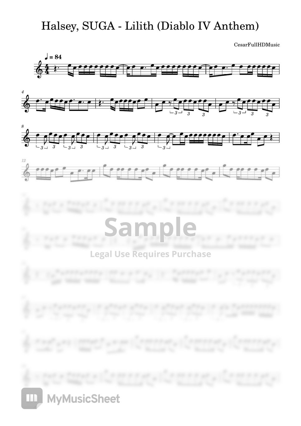 Halsey, SUGA - Lilith (Diablo IV Anthem) Sheet Music