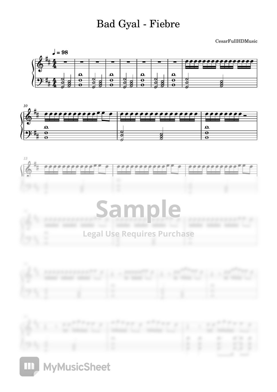 Bad Gyal - Fiebre Sheet Music