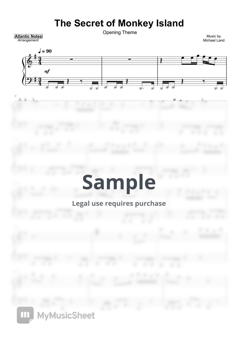 Michael Land - The Secret of Monkey Island (Opening Theme) Partitura by ...