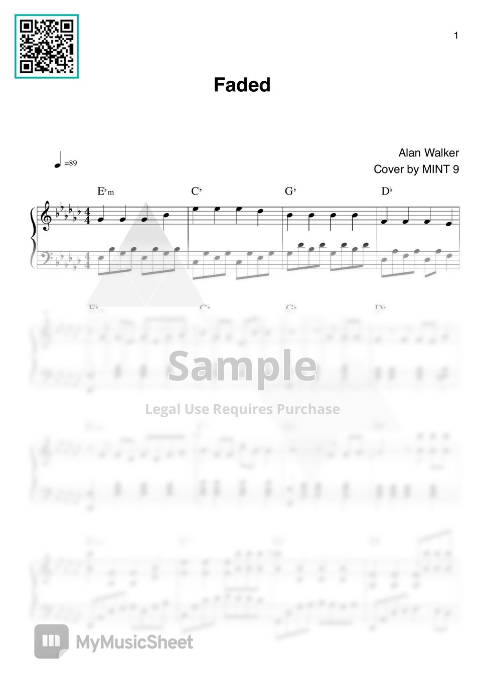 Alan Walker - Faded 악보 by MINT NINE