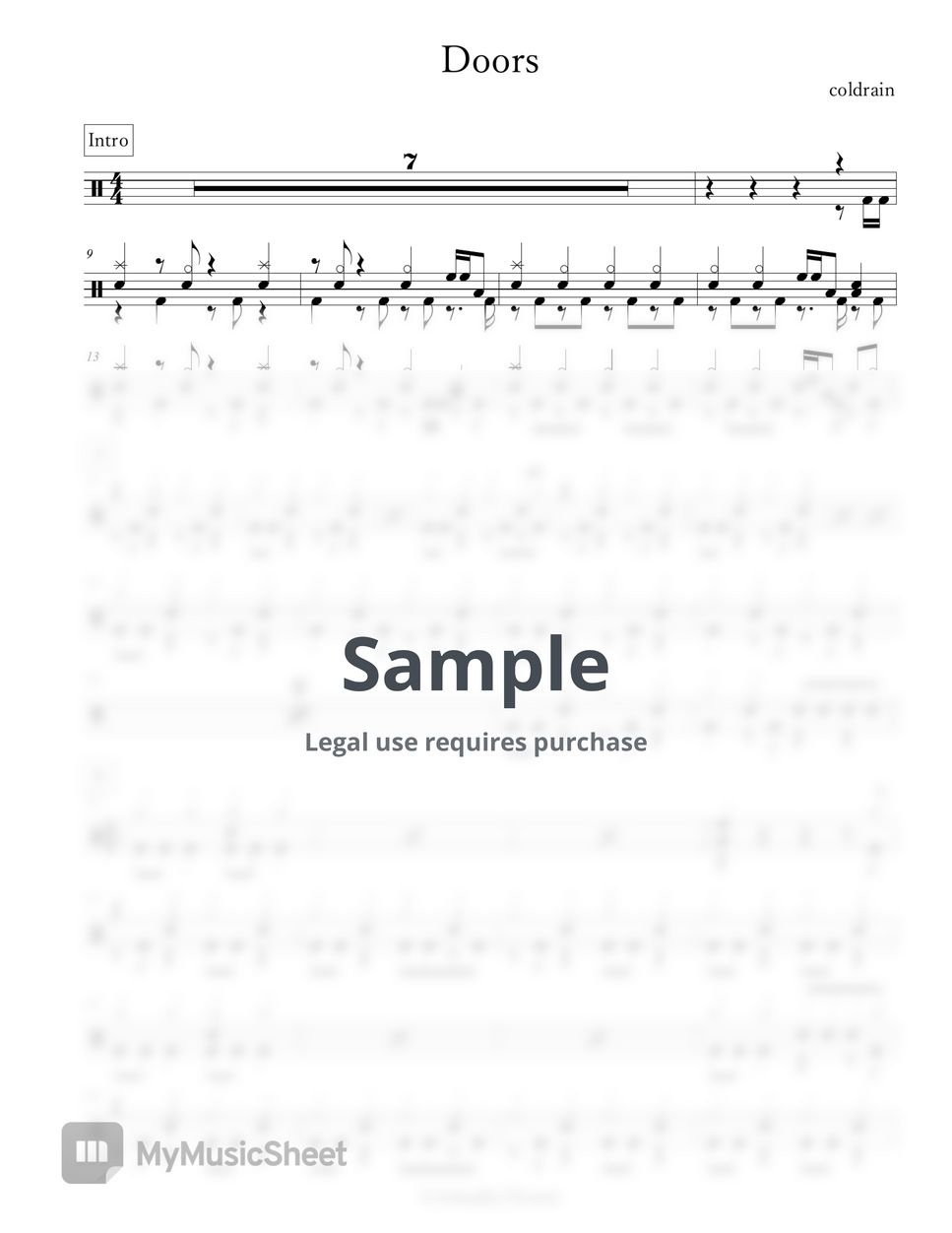 coldrain - Doors Sheets by Arkadia Drums