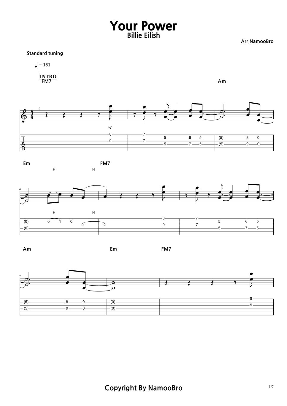 Billie Eilish - Your Power Sheet by NamooBro