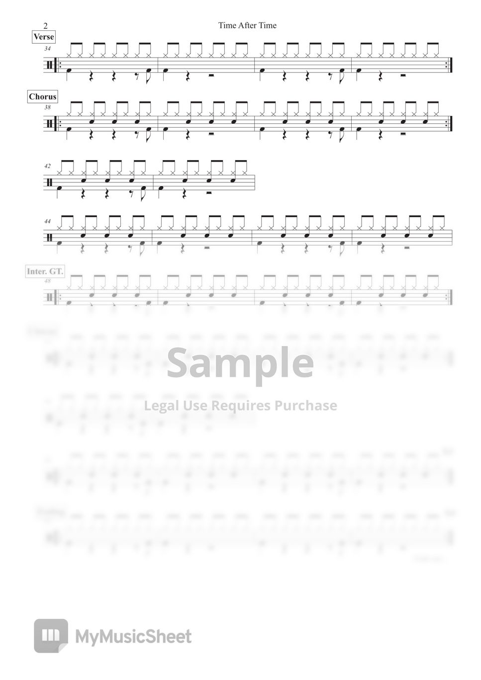 Cyndi Lauper - Time After Time Sheets by 李長鴻 LEE, CHANG-HUNG