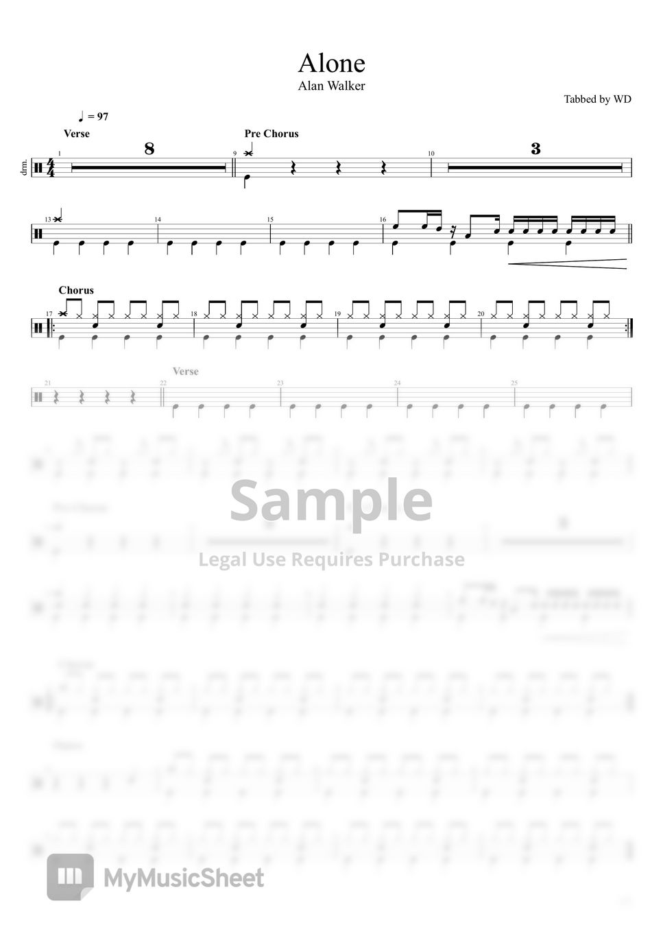 Alan Walker - Alone Sheets by 劉宗瑋 WD