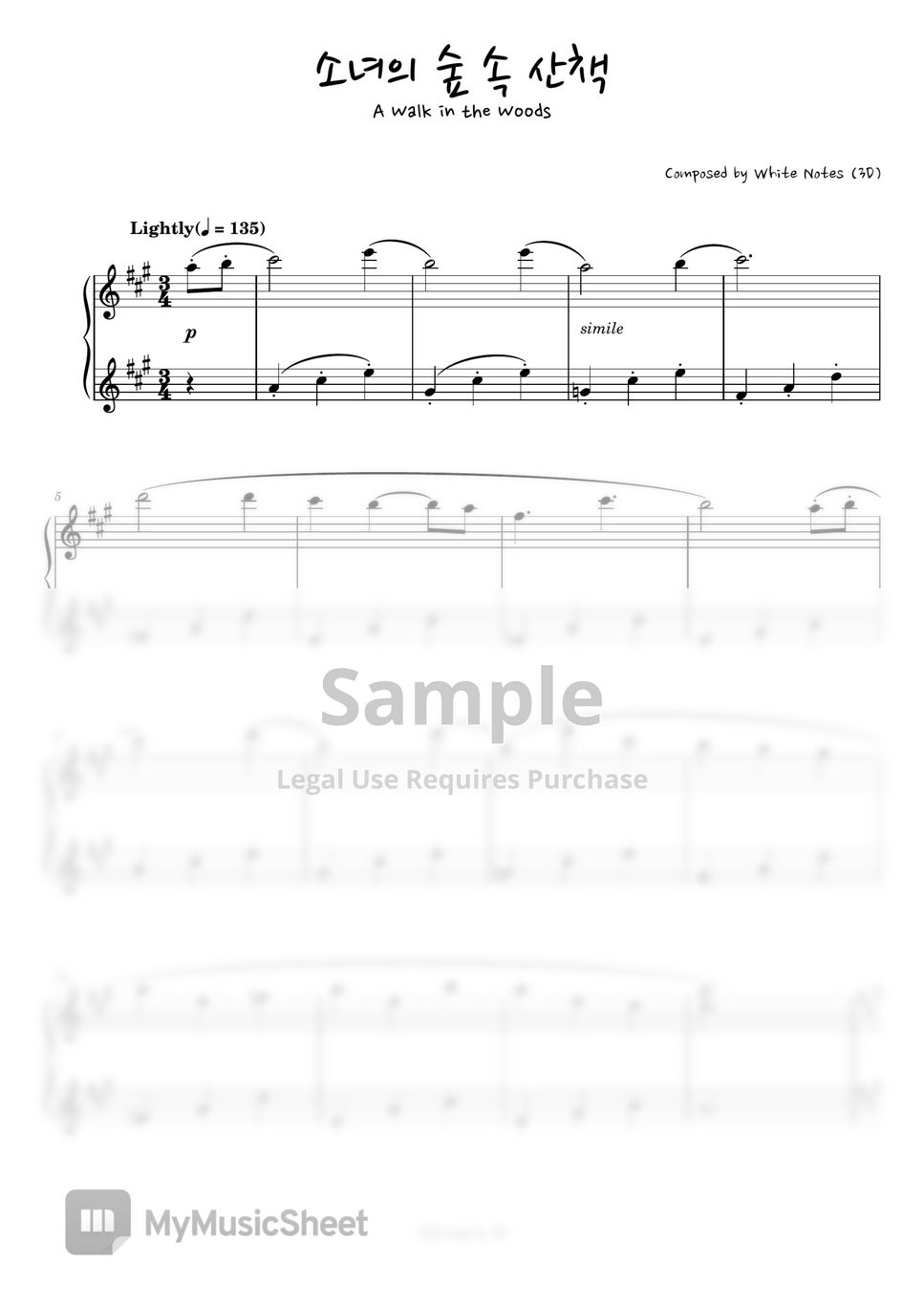 White Notes - A Walk in the Woods Sheet Music