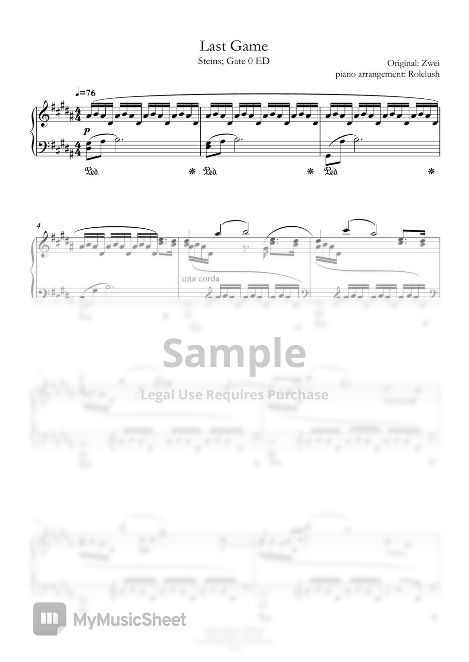 Shikura Chiyomaru - Steins;Gate 0 ED - Last Game (Piano cover) Sheets ...