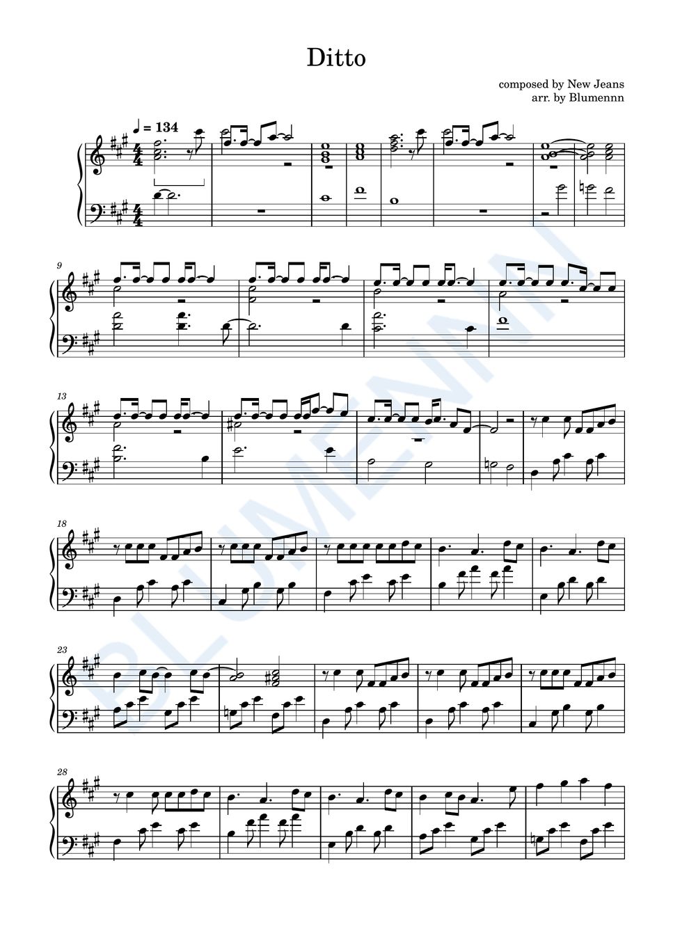 NewJeans 뉴진스 - Ditto Sheet by Yeaha